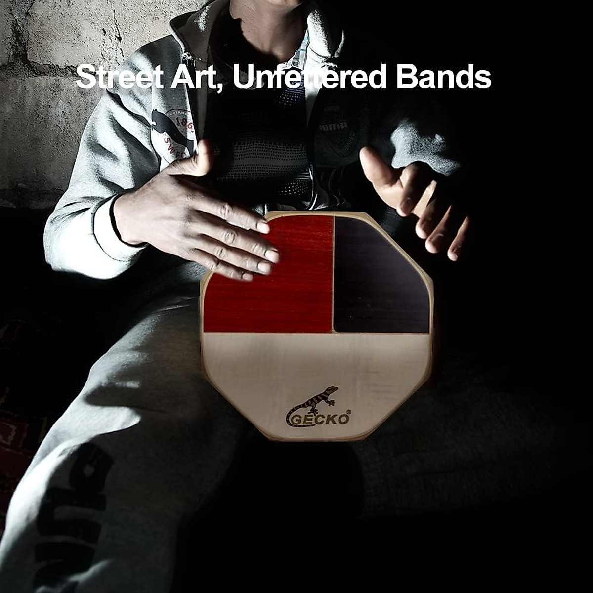 GECKO Cajon, Portable Box Drum with Storage Bag, Hand Drum, Percussion Instrument, Bong and Snare