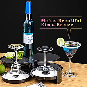 Margarita Salt Rimmer Set, Monkkino Salt Rimmer with 2 Sponges, 3-Tier Glass Rimmer, Margarita Salt Rimmer Dish for Cocktails, Bar Salt and Sugar Rimmer for Drinks, Bar Accessories for Bloody Mary