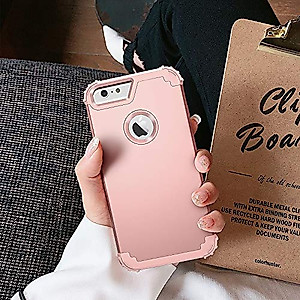IDweel iPhone 6S Plus Case with Tempered Glass Screen Protector, iPhone 6 Plus Case, 3 in 1 Shockproof Slim Hybrid Heavy Duty Hard PC Cover Soft Silicone Rugged Bumper Full Body Case,(Rose Gold)