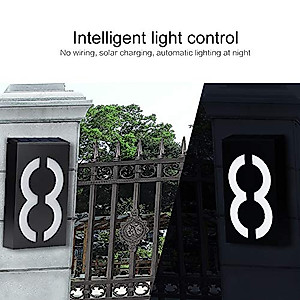 Solar Led House Number Digital Light, Modern Address Sign, Wall-Mounted Signage for Home Garden Yard Street