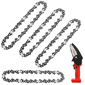 Mini Chainsaw Chain Replacement Portable for Cordless Electric Chainsaw Blade 24 V Chainsaw Pruning Shears for Wood Branch Cutting (4 Pieces,4 Inches)