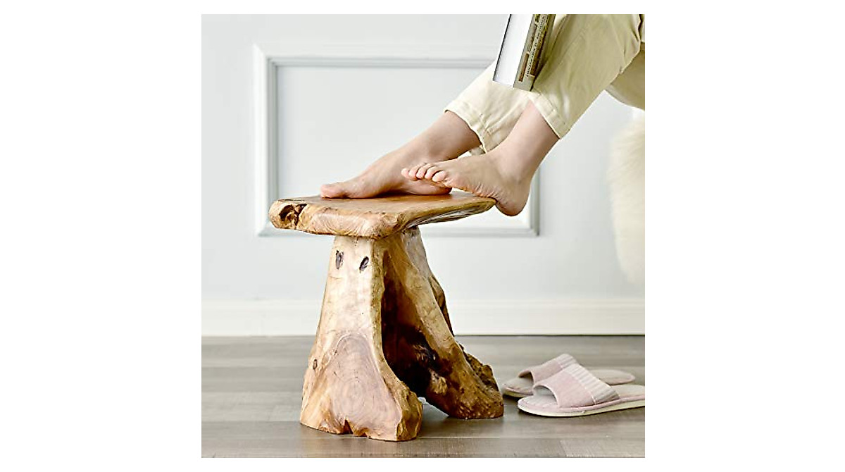WELLAND Live Edge Tree Stump Stool | Rustic Nature-Inspired Side Table