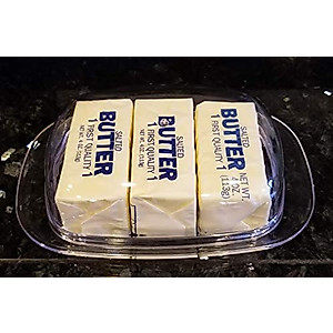 Handy Housewares Large Double-Wide Clear Acrylic Butter Serving Storage Dish with Lid