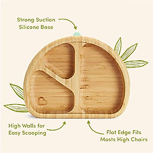 Munchkin® Bambou™ Divided Suction Plate - Eco-Friendly Bamboo Dinnerware for Babies and Toddlers