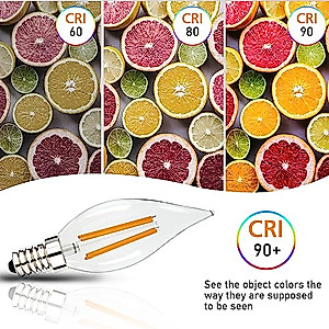 LONIUTO LED Light Bulbs 60 Watt Equivalent, Vintage LED Flame Tip Candelabra Bulb, E12 LED Bulb Dimmable 2700K Soft Warm White, E12 LED Bulb Clear Glass, for Chandeliers, Ceiling Fan, Pendant, 6 Pack