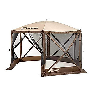 CLAM Quick-Set Escape 11.5 x 11.5 Ft Portable Pop Up Camping Outdoor Gazebo Screen Tent Canopy Shelter & Carry Bag with 6 Wind & Sun Panels Accessory