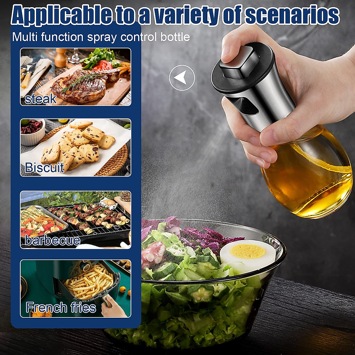 SAINSWIN Oil Sprayer for Cooking, 200ML Olive Oil Sprayer Mister, Kitchen Utensils Oil Spray Bottle,Portable Oil Spritzer Kitchen Gadgets Oil Dispenser for Salad, BBQ, Baking, Air Fryer