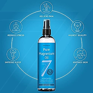 Pure Magnesium Oil Spray - Big 12 fl oz (Lasts 9 Months) 100% Natural, USP Grade = No Unhealthy Trace Minerals - from an Ancient Underground Permian Seabed in USA - Free Ebook Included