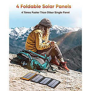 Tranmix Solar Charger 25000mAh, Portable Solar Phone Charger with 4 Solar Panels, High Capacity Solar Power Bank External Battery Pack for Smart Phones, Tablets and Hiking, Camping