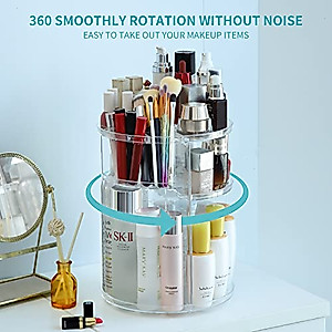 COOLBEAR Makeup Organizer,360 Degree Rotating Adjustable Acrylic Cosmetic Storage Display Case,6 Layers Large Capacity Makeup Storage for Perfumes,Makeup Brushes,Lipsticks and More,Clear Transparent