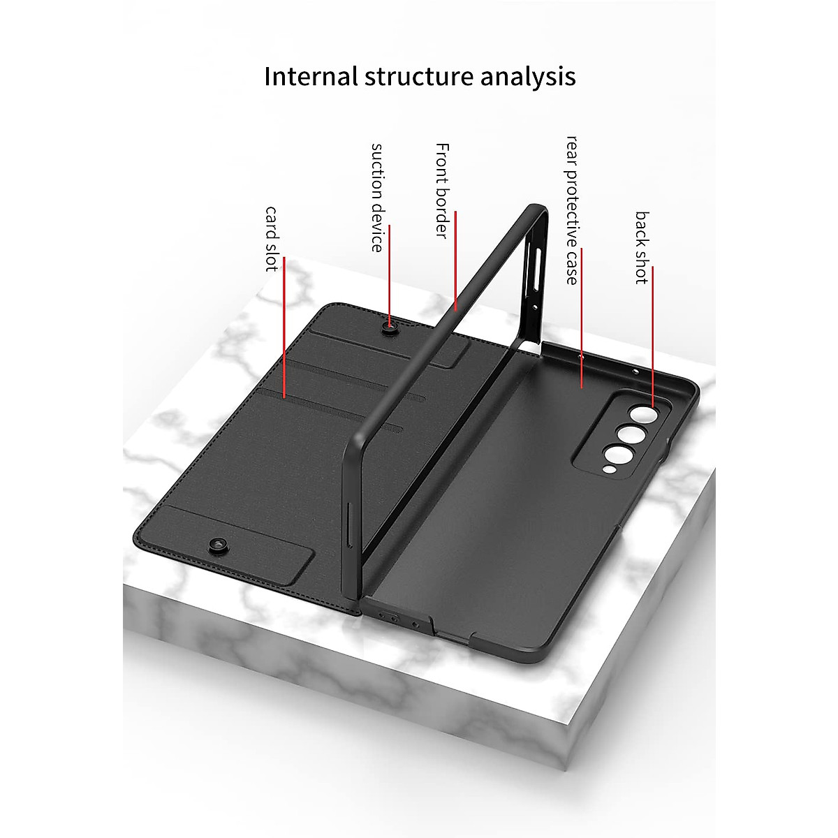 FYTON Galaxy Z Fold 4 Case with S Pen Holder (Removable), Z Fold 4 Case with Hinge Protection, Leather Case with Kickstand Function for Samsung Galaxy Z Fold 4 5G 2022, Black, Cloud Black