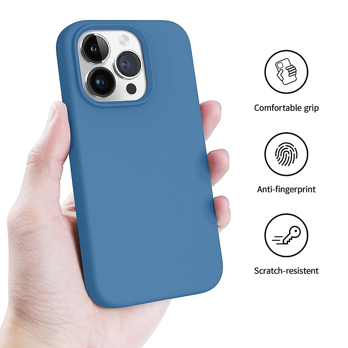 AOTESIER Shockproof Designed for iPhone 14 Pro Max Case, [Food Grade Silicone] [Military Drop Protection] with Anti-Scratch Lining Protective Phone Case for 14 ProMax, 6.7 inch, Azure Blue