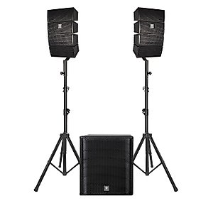 PRORECK Club 3500 15 inch subwoofer 3000W DJ Powered PA Speaker System Combo Set with 8 Array Speakers，Bluetooth, USB, SD Card, Remote Control, for Meeting, Speeches, Churches, Performances, DJ Gig
