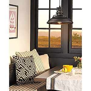 FEMILA Industrial Pendant Lights Fixture,2 Lights Farmhouse Hanging Lights for Kitchen Island,12 inch Oil Rubbed Bronze Finish,4FY15-MP-2PK ORB