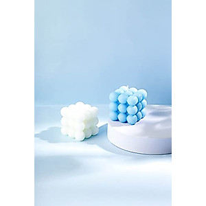Blue & White Bubble Candle | Scented Candle for Home | Cube Candles with 100% Cotton Wick | Natural Soy Wax Candle | Best Smelling Candles for Home Decor & Gifting | 2 Pieces Candle for Men & Women