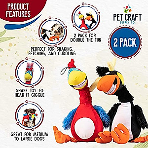 Pet Craft Supply Giggling Puffin & Parrot Multi Pack Interactive Dog Toys With Sound for Large Breed and Small Dogs Soft Chew Plush Dog Toy