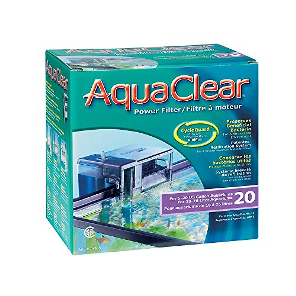 AquaClear 20 Power Filter, Fish Tank Filter for 5- to 20-Gallon Aquariums