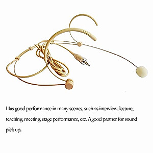 Sujeetec Headset Microphone Discreet Headworn Ear Hook Earset Over The Ear Mic for Sennheiser Wireless Transmitter, Ideal for Lectures, Live Performance, Theater, Podcasts – Beige