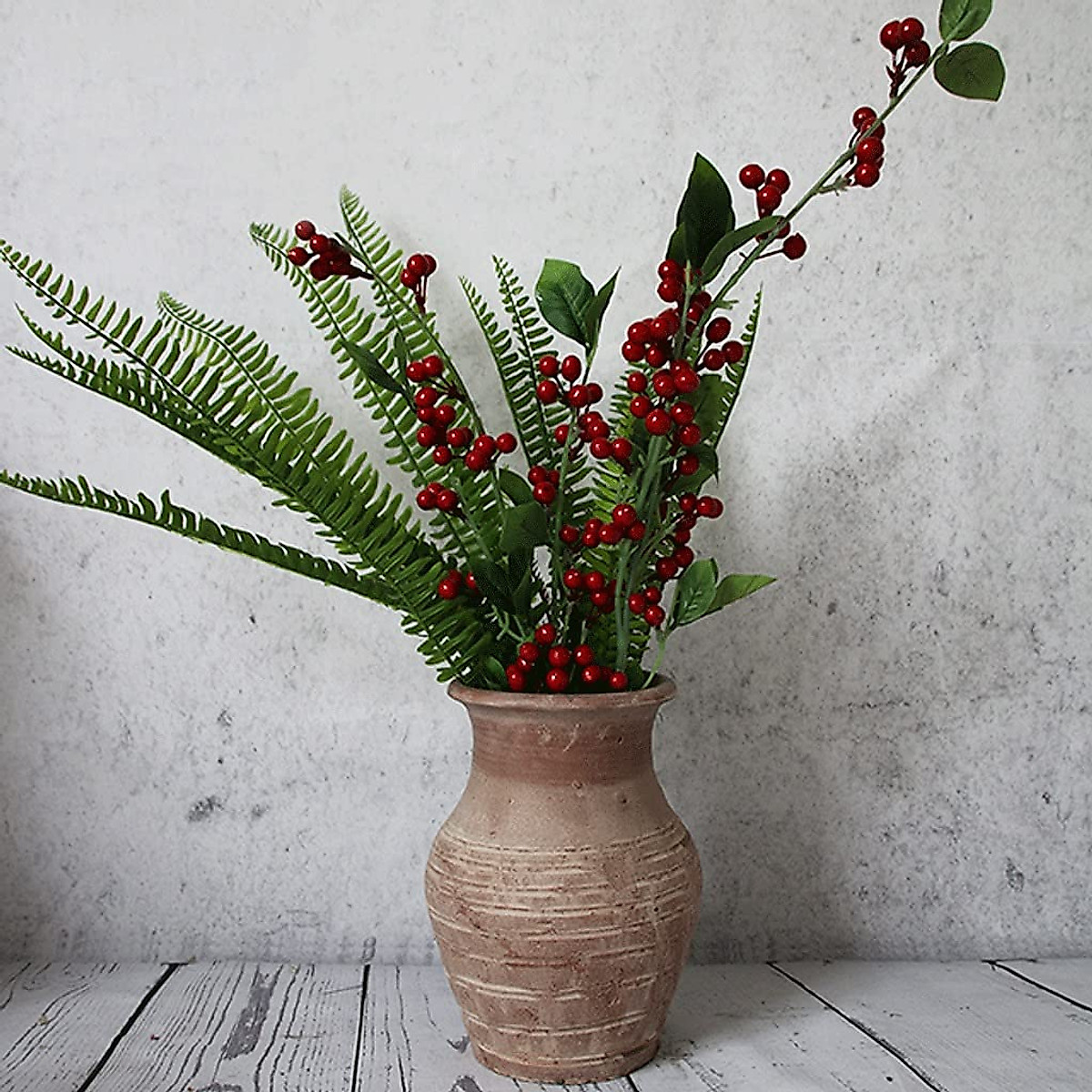 DWQ Vase Handmade Vintage Vase Ceramic Flower Vase 11.8in/30cm, Old Clay Pottery Flower Arrangement Container for Living Room Garden Home Ornaments