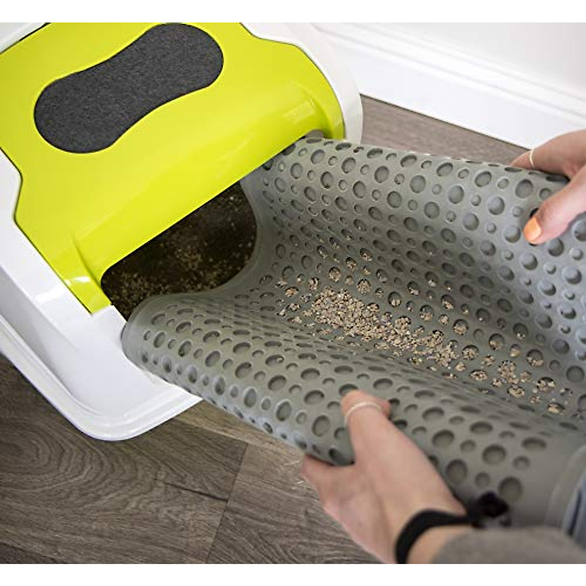 Petlinks Purr-fect Paws Multipurpose Cat Litter Mat - Gray, Medium