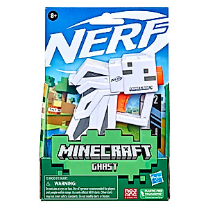 Nerf MicroShots Minecraft Ghast Mini Blaster, Includes 2 Official Elite Darts, Christmas Stocking Stuffers, Minecraft Ghast Mob Design