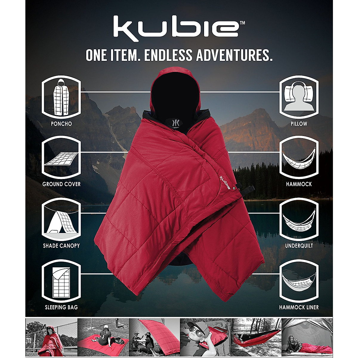 Kijaro Kubie 10-in-1 Versatile Portable Hammock, Poncho, Blanket, Sleeping Bag, Hammock Underquilt & More - Multi Use Outdoor Gear for Camping, Travel & Sports Games