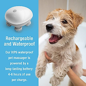 Tilcare Handheld Pet Massager for Dogs and Cats Electric Cat and Dog Massage Tool - Head and Back Scratcher for Relieving Tension, Tight Muscles and Stiffness with Four Rotating Massage Heads