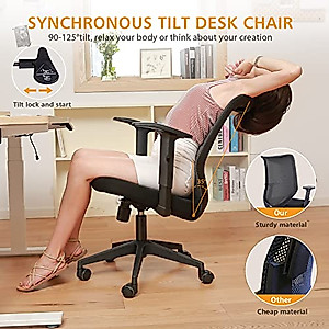 ETasker Ergonomic Office Chair Home: Mesh Desk Chair with Adjustable Arms - Mid Back Computer Chairs for Women Adults - Swivel Task Chair Comfortable for Home Office (Black)