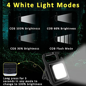 COB Keychain Work Light Keychain Flashlights 4 Light Modes 1600Lumen,Keychain Light Emergency Light with Folding Bracket Bottle Opener and Magnet Base,Camping and Walking