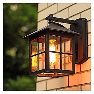 TAMSOI Outdoor Wall Lantern Black Matte Finish, Waterproof Exterior Wall Light Wall Mounted Sconce Lighting Fixture with Clear Shade Industrial Antique for Entryway Front Door Garage