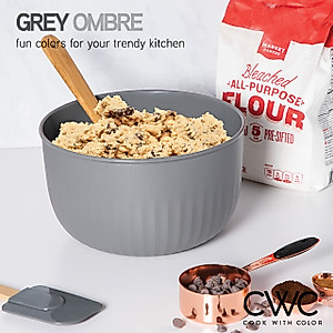 COOK WITH COLOR Prep Bowls with Lids- Deep Mixing Bowls Nesting Plastic Small Mixing Bowl Set with Lids (Grey Ombre)