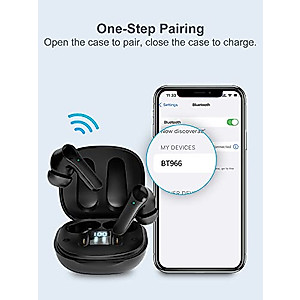 Wireless Earbuds Bluetooth 5.1 Headphones 48Hrs Playtime with LED Digital Display Charging Case, in Ear Earphones Stereo Headset with Mic and Touch Control for iPhone Android SmartPhone Tablet, Black