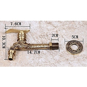 OKUOKA Bathroom Upscale Faucet in-Wall Single Cold Kitchen Small Tap Pure Copper Sculpture Open Quickly Water-Tap 4 Points Nozzle Washing Machine Splash Proof Faucet Thick Copper