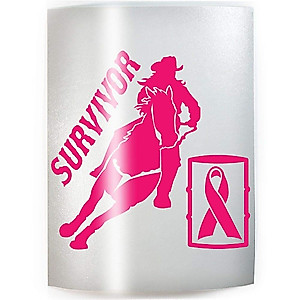 BREAST CANCER Barrel Racer - PICK SIZE- Horse Rider Survivor Vinyl Decal Sticker A