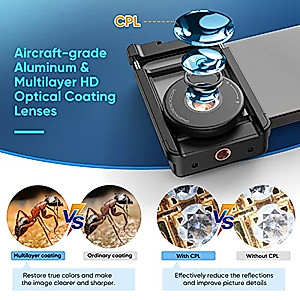 APEXEL Phone Macro Lens, 100X Microscope for Android/iPhone Micro Camera with LED Light CPL Handheld Pocket, Compatible with Smartphone Accessories Macro Focus Glass for Gift.