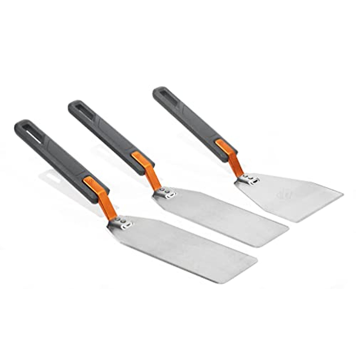 Blackstone 5275 Foldable 3 Piece Set Two Griddle Spatula Flipper and One Scraper-Flex Fold Model Stainless Steel-Easy to Carry and Clean, Perfect Grill Cooking Accessories, Black