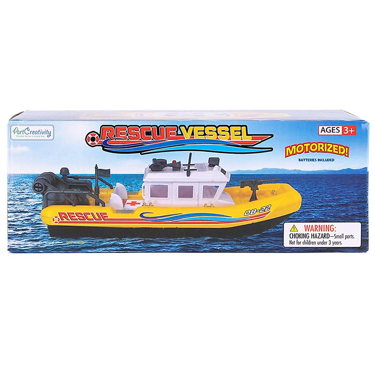 ArtCreativity Aquatic Rescue Vessel, Battery-Operated Toy Ship for Kids, Floats in Water, Floating Bathtub and Pool Toy for Boys and Girls, Great Birthday Gift for Children