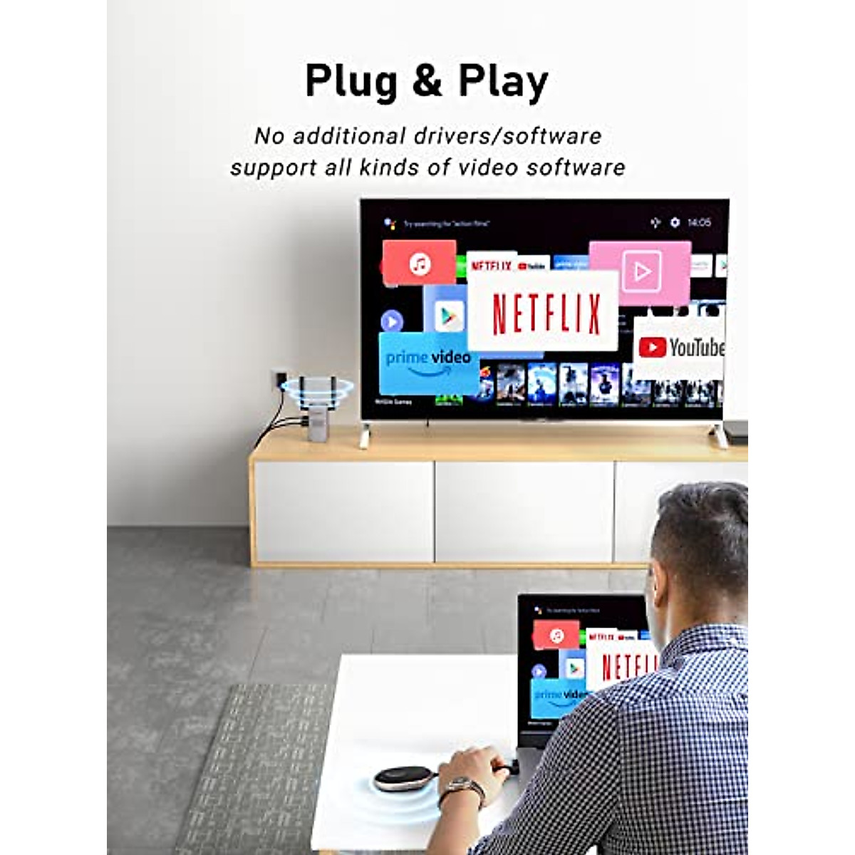 Wireless HDMI Transmitter and Receiver 4K - Wireless HDMI Extender 5G Kit, 165FT Range Signal Through Walls/Floors, Streaming from Laptop, Phone, Netflix, YouTube, PS5 to HDTV/Projector
