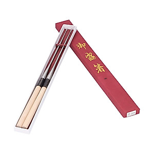 Sushi Chopsticks, 12.4in Stainless Steel Cooking Chopsticks with Wooden Handle Reusable Chopsticks Long Chopsticks for Cooking