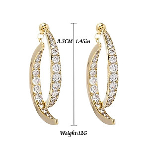 Cross Curved Earrings, 18k Gold Plated Earrings For Women Diamond Cross Earring For Ear Cuff, Xzyden Jewelry Gifts For Women Teen Girls (Gold+Silver)
