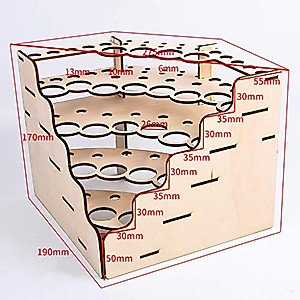 Tongina DIY Wood Paint Bottle Rack Modular Organizer Stand - Wood, 90 Deg 24 Holes