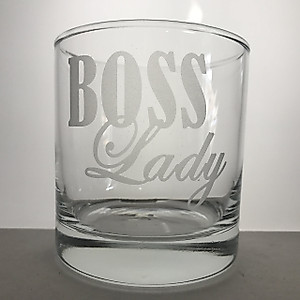 G070 Boss Lady Rocks Glass Highball Glass, Wife, Wifey, Girlfriend, Grandma, Grandmother, Gift present Mother's day. 10 oz Glass