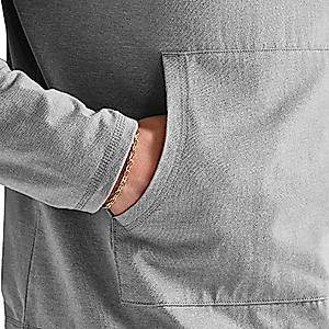 Hanes Comfortblend Men's Originals Lightweight Jersey Hoodie, Cotton Hooded Sweatshirt with Henley Collar, Light Steel, Large