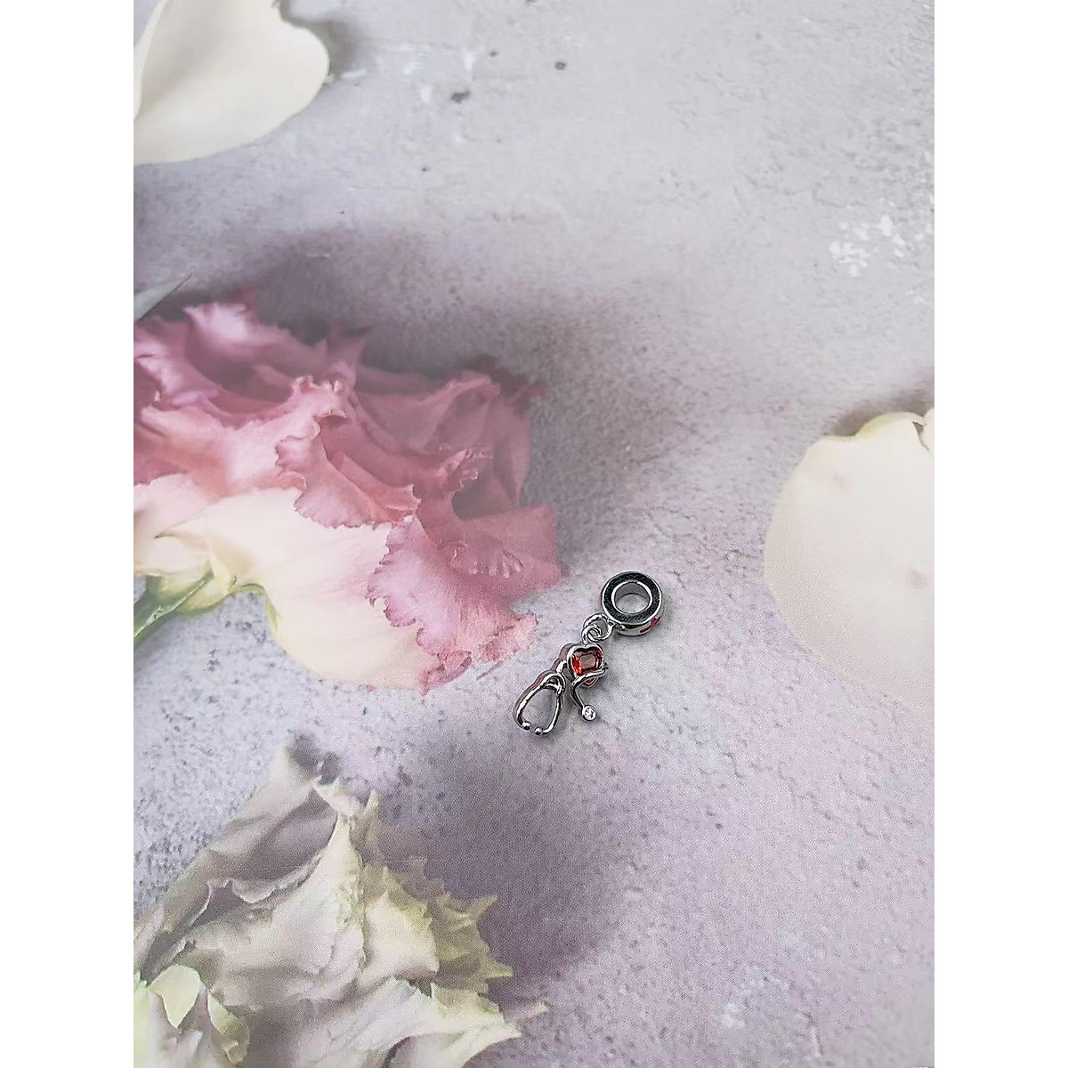 GMXLin Stethoscope Heart Dangle Charm for Pandora Bracelets Red Cross Dangle Bead for Mom Sister Nurse Doctor Birthday Graduation Gift