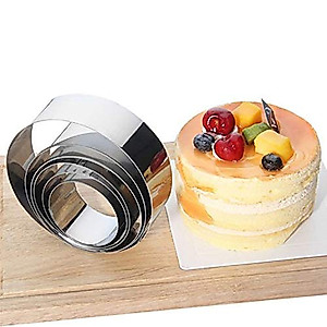 5 Piece Stainless Steel Round Cookie Cutter Set, Biscuit Plain Edge Round Pastry Donut Doughnut Cutters in Graduated Sizes Shape Molds (5 PCS Cookie Cutter)