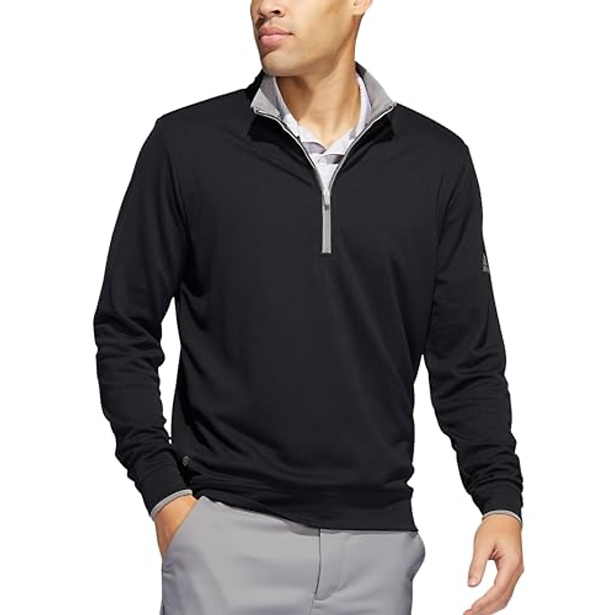 adidas Men's UPF Quarter Zip Pullover, Black, X-Large