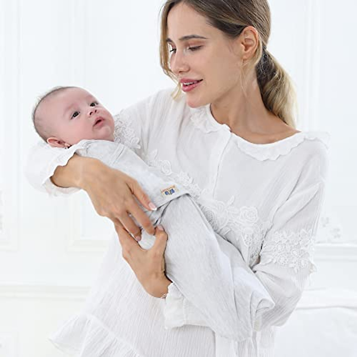 BlueSnail Adjustable Baby Cotton Swaddle Wrap, Ultra Soft Newborn Essentials Easy Wrap Velcro Swaddle (3 Pack,0-3 Month)(Heather Grey)