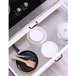 PoetryHome Self Adhesive Oil Proof Aluminum Foil Shelf Liner for Kitchen Backsplash Countertop Cabinet Drawer Cupboard Shelves Table Fridge Sticker Wall Paper Removable 15.7x78.7 Inches