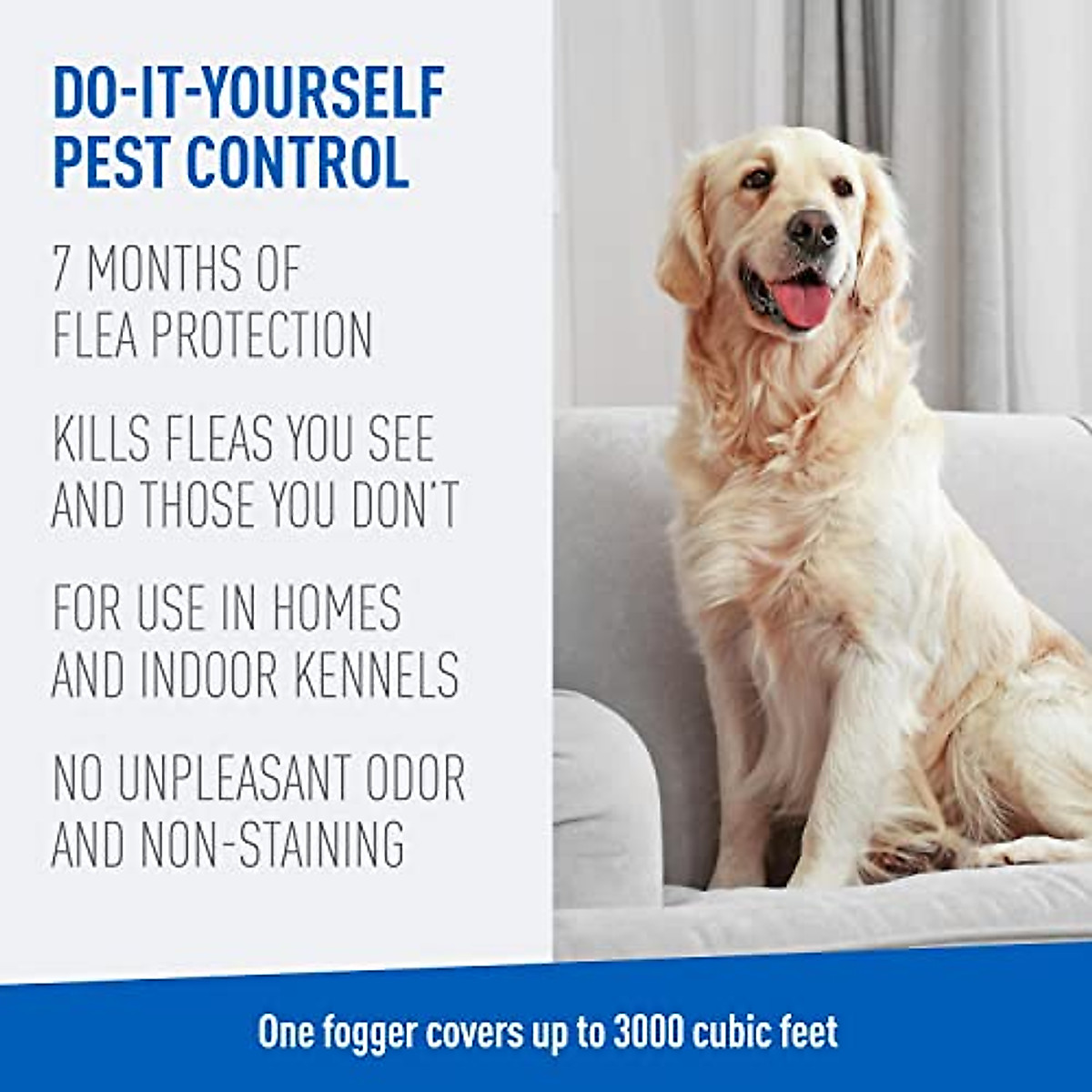 Adams Plus Flea & Tick Indoor Fogger, 3 x 3 oz Cans, Kills Fleas, Flea Eggs, Ants, Flies, Wasps, Cockroaches, Mosquitoes, and Many Other Listed Pests, Each Fogger Treats Up To 3000 Cu Ft, 9 Oz