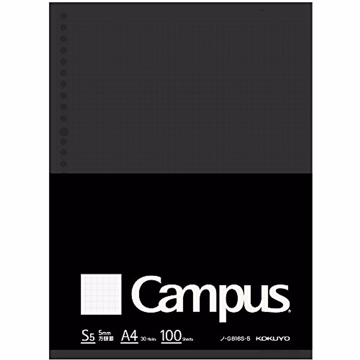 Kokuyo Campus Loose Leaf Paper for Binders, Business Type, Sarasara Smooth Writing, A4, 5mm Grid Ruled, 30 Holes, 100 Sheets, pH Neutral, Bleed Resistant, Japan Import (NO-G806S-5N)